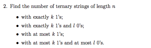 Solved 2. Find the number of ternary strings of length n | Chegg.com