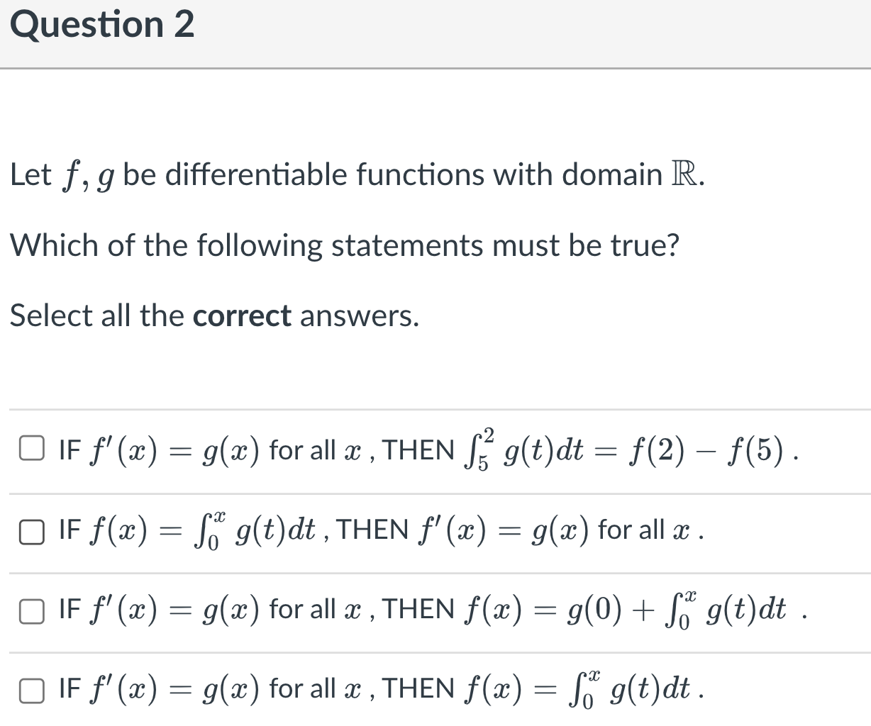 Solved Let f,g be differentiable functions with domain R. | Chegg.com