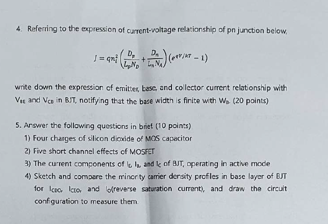 Solved 1. Answer the following questions about an ideal MOS | Chegg.com