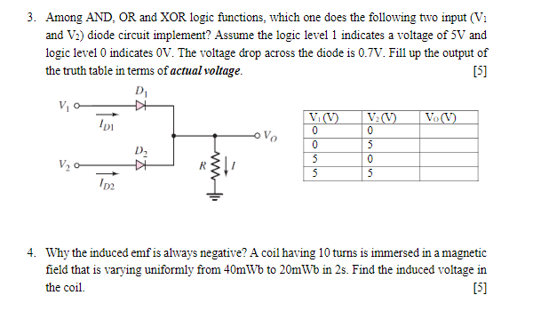 Solved 3. Among AND, OR and XOR logic functions, which one | Chegg.com