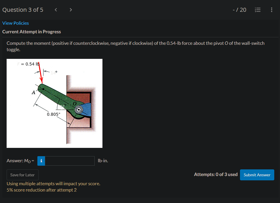 Solved Compute the moment (positive if counterclockwise, | Chegg.com