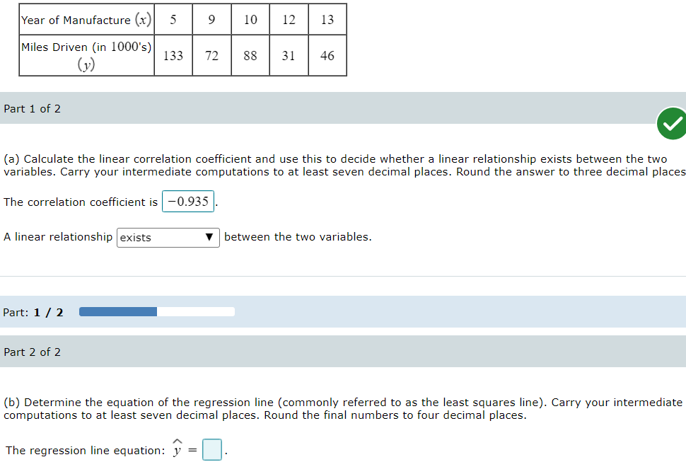 Solved (a) Calculate the linear correlation coefficient and | Chegg.com