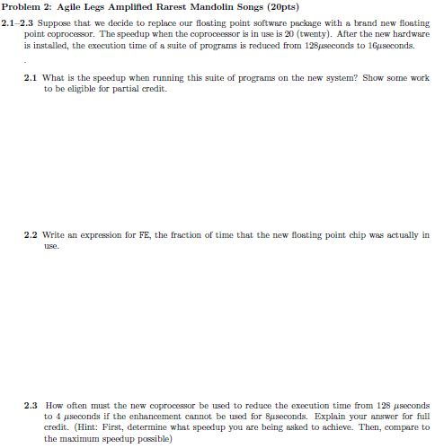 Problem 2: Agile Legs Amplifled Rarest Mandolin Songs | Chegg.com