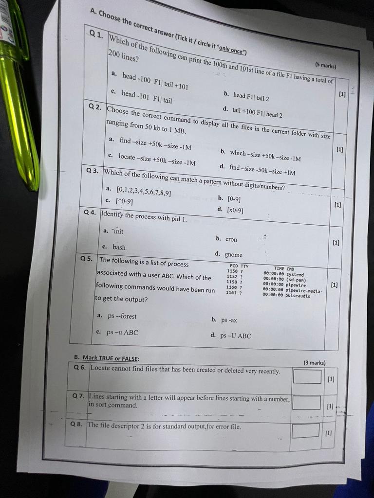 Solved (5 marks) Q1. Which of 200 lines? a. head −100 F1∣ | Chegg.com