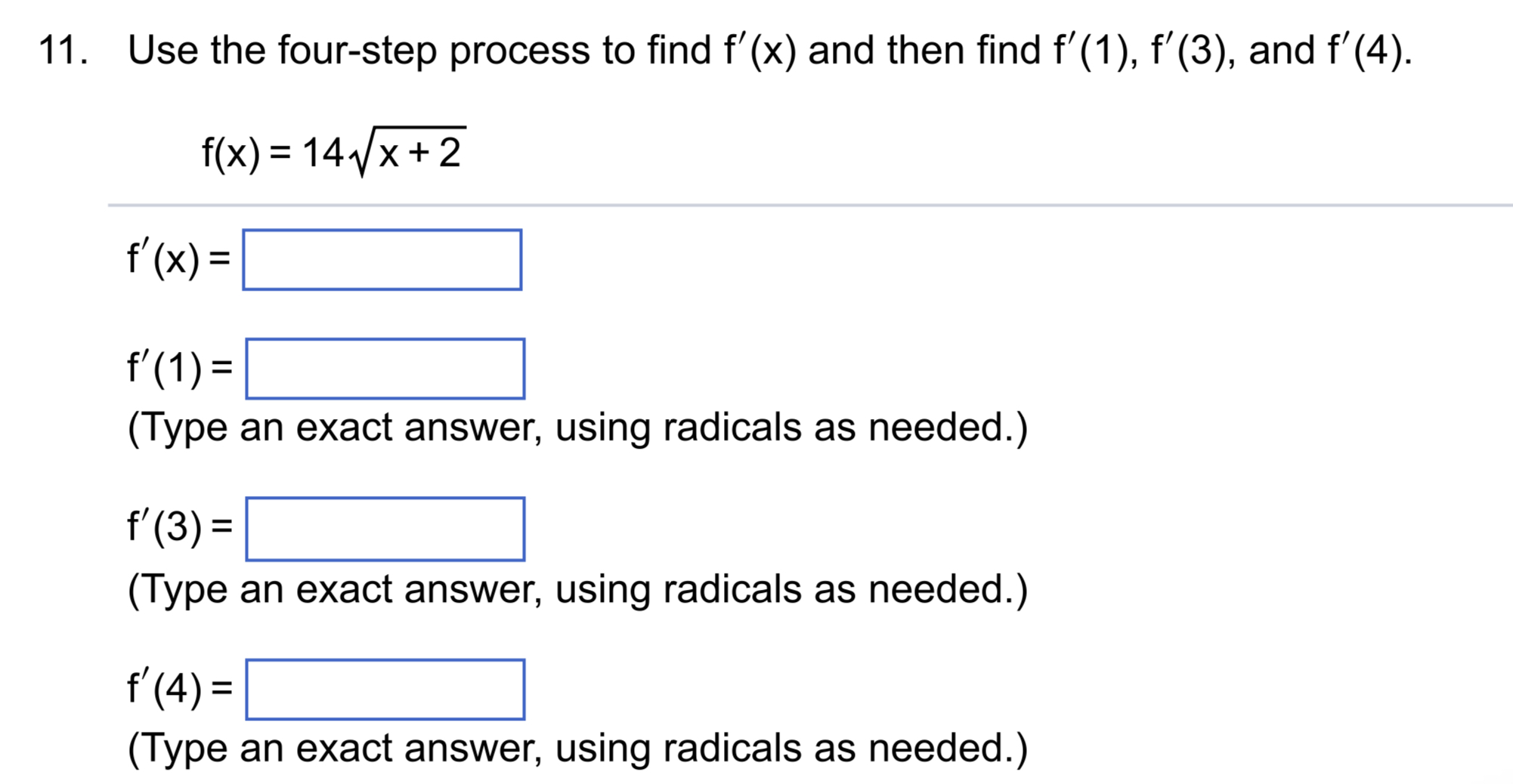 Solved 11. Use the four-step process to find f′(x) and then | Chegg.com
