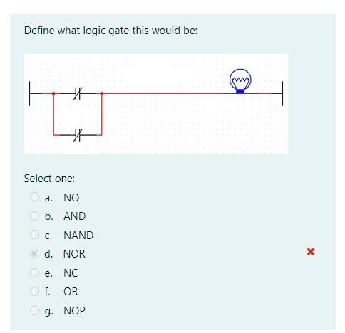 Solved Define what logic gate this would be: * * Select one: | Chegg.com