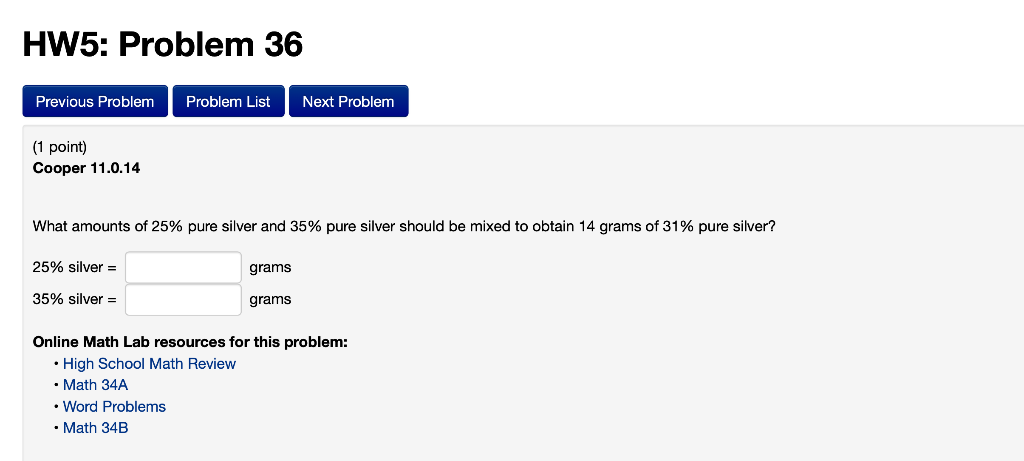 Solved HW5: Problem 36 Previous Problem Problem List Next | Chegg.com
