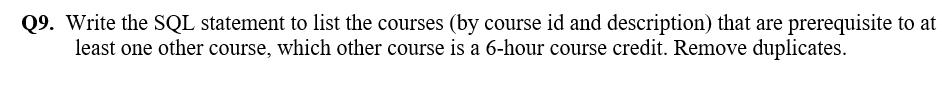 Solved Q9. Write the SQL statement to list the courses (by | Chegg.com