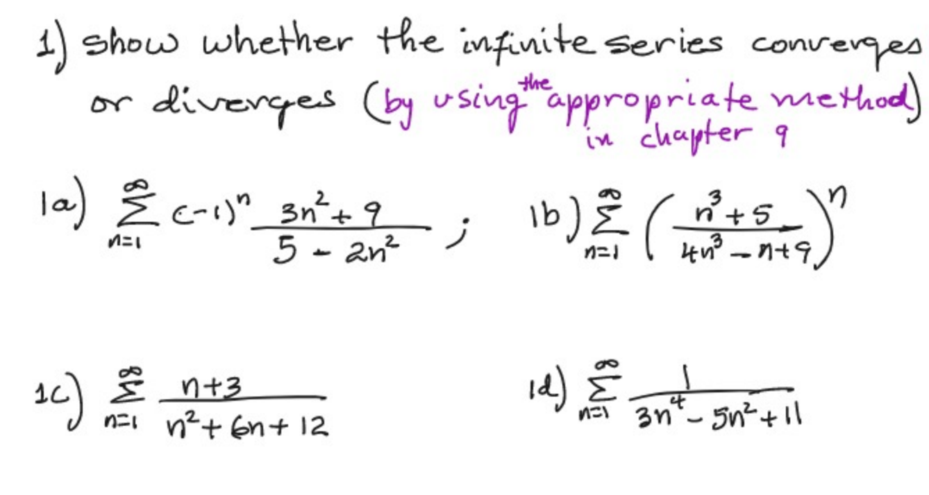 Solved 1) Show whether the infinite series converges or | Chegg.com