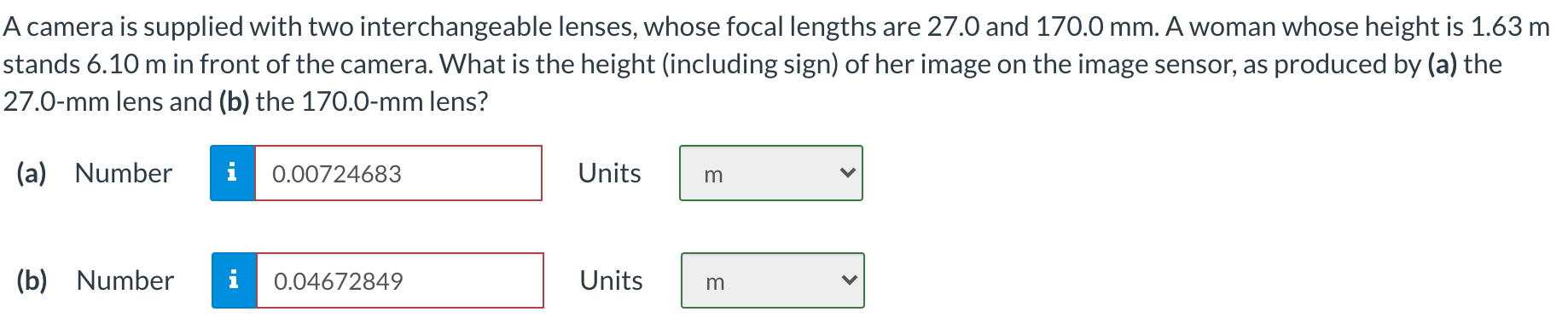 Solved A camera is supplied with two interchangeable lenses, | Chegg.com