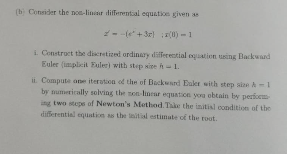 Solved (b) Consider the non-linear differential equation | Chegg.com