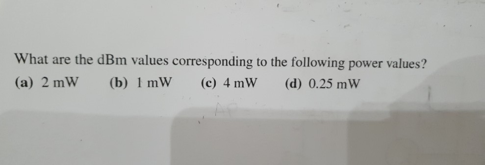 Solved What are the dBm values corresponding to the | Chegg.com