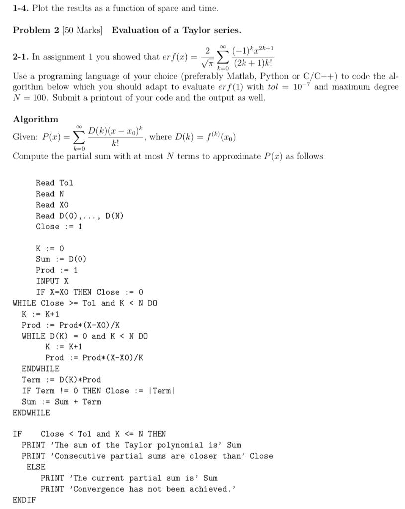 Solved 1-4. Plot the results as a function of space and | Chegg.com