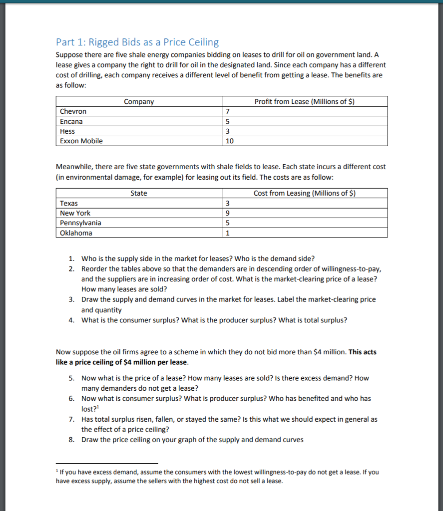 Solved Part 1: Rigged Bids as a Price Ceiling Suppose there | Chegg.com