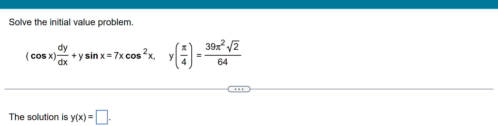 Solved Solve the initial value | Chegg.com