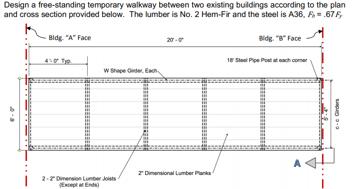 Design a free-standing temporary walkway between two | Chegg.com