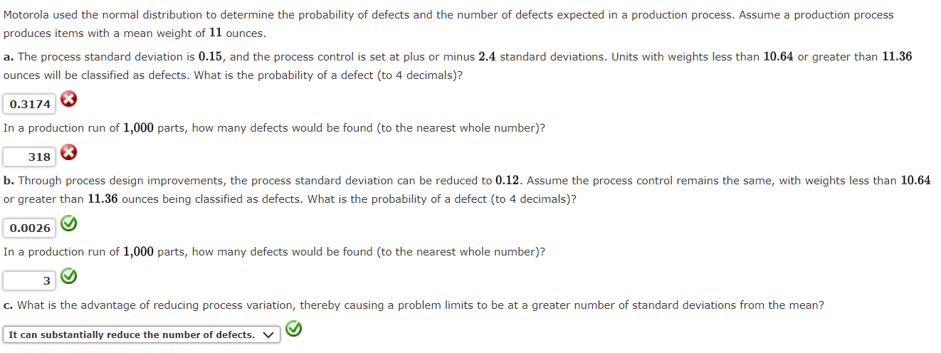 Solved Motorola used the normal distribution to determine | Chegg.com