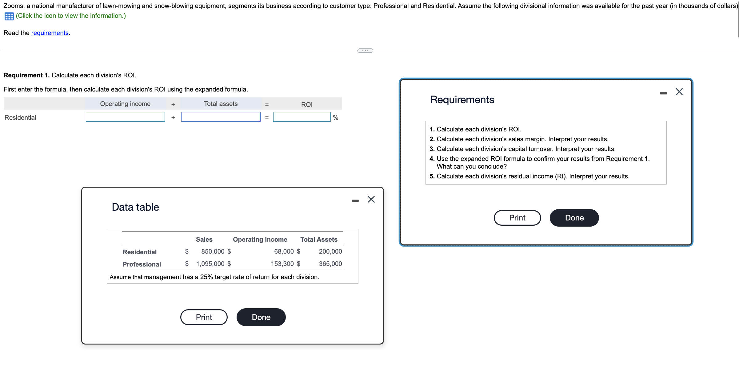 Solved Requirement 1. Calculate each division's ROI. First | Chegg.com