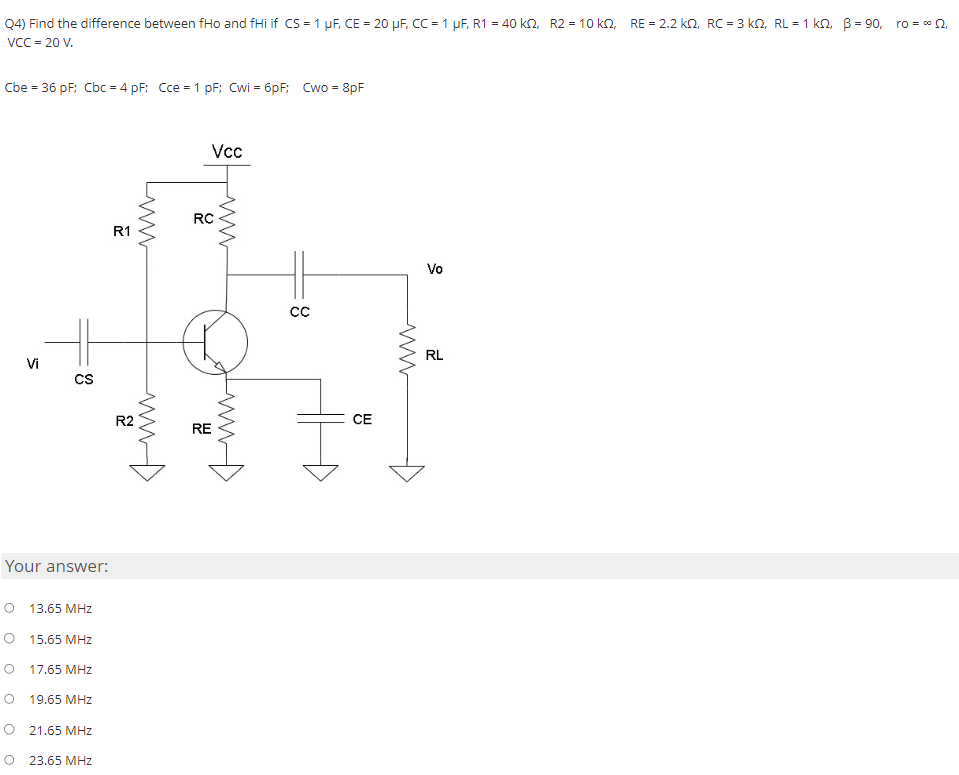 Solved Q4) Find the difference between fHo and fHi if | Chegg.com