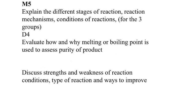 Solved M5 Explain the different stages of reaction, reaction | Chegg.com