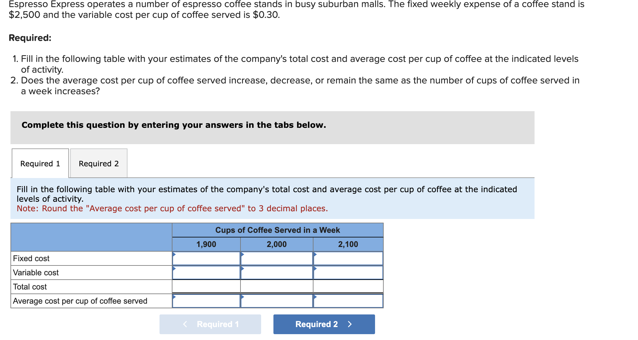 Solved Espresso Express operates a number of espresso coffee | Chegg.com