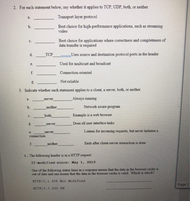 Solved For each statement below, say whether it applies to | Chegg.com
