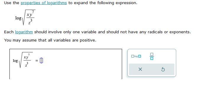 Solved Use the properties of logarithms to expand the | Chegg.com