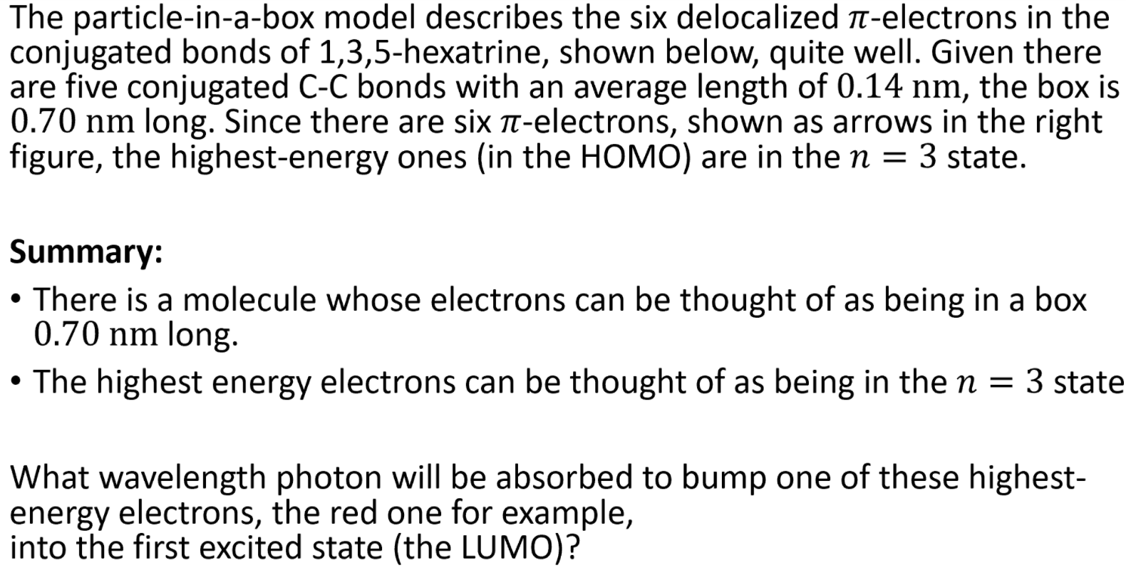 The particle-in-a-box model describes the six | Chegg.com