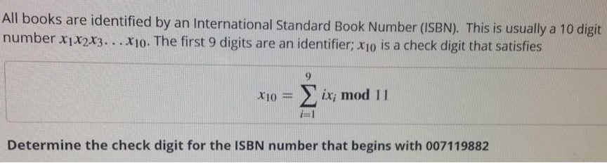 Solved All books are identified by an International Standard | Chegg.com