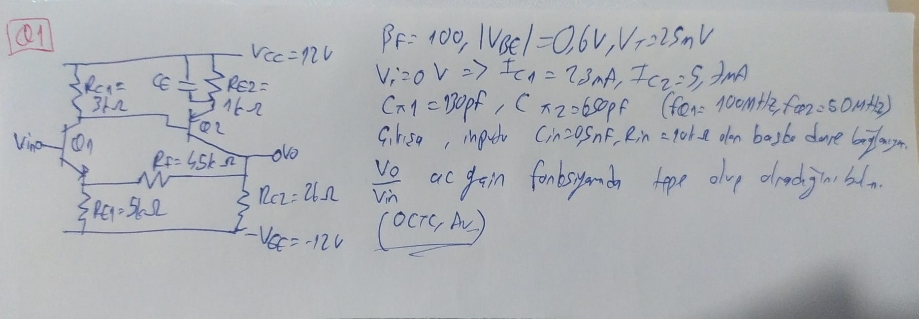 Another circuit with 0.5 nf and 10kohm input is | Chegg.com