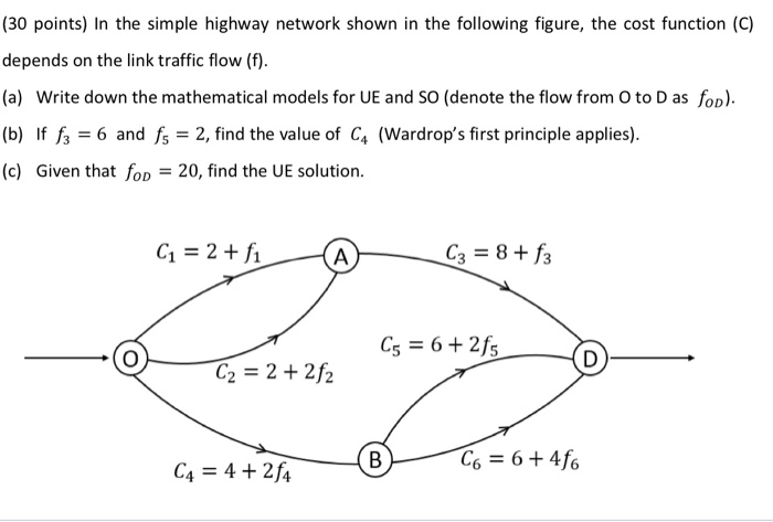 (30 points) In the simple highway network shown in | Chegg.com