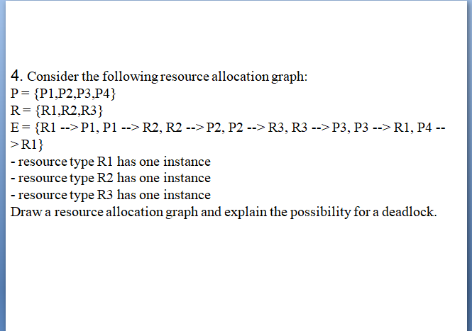 Solved 4. Consider the following resource allocation graph: | Chegg.com