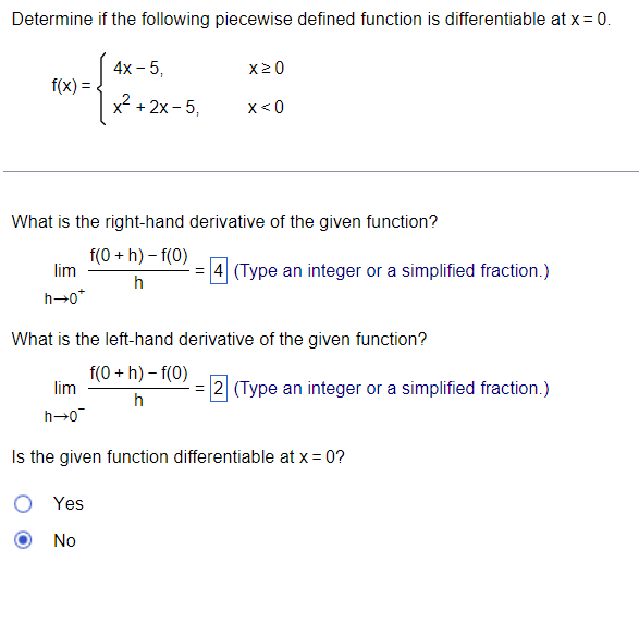 Solved Determine if the following piecewise defined function | Chegg.com