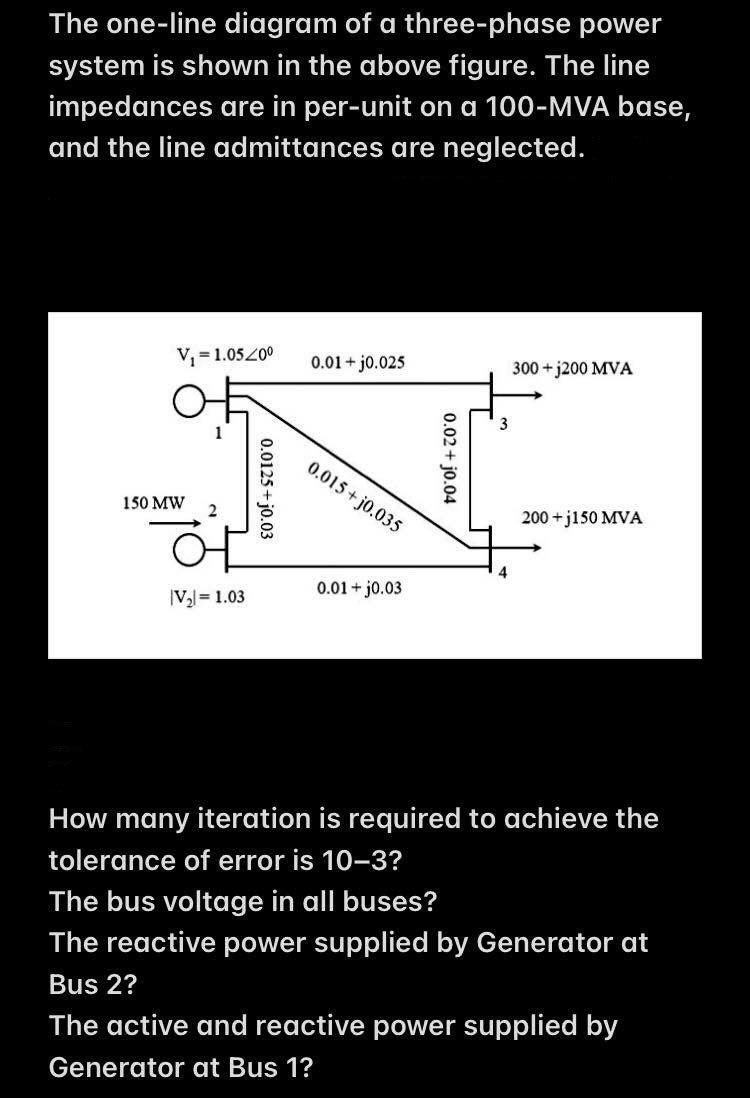Solved The one-line diagram of a three-phase power system is | Chegg.com