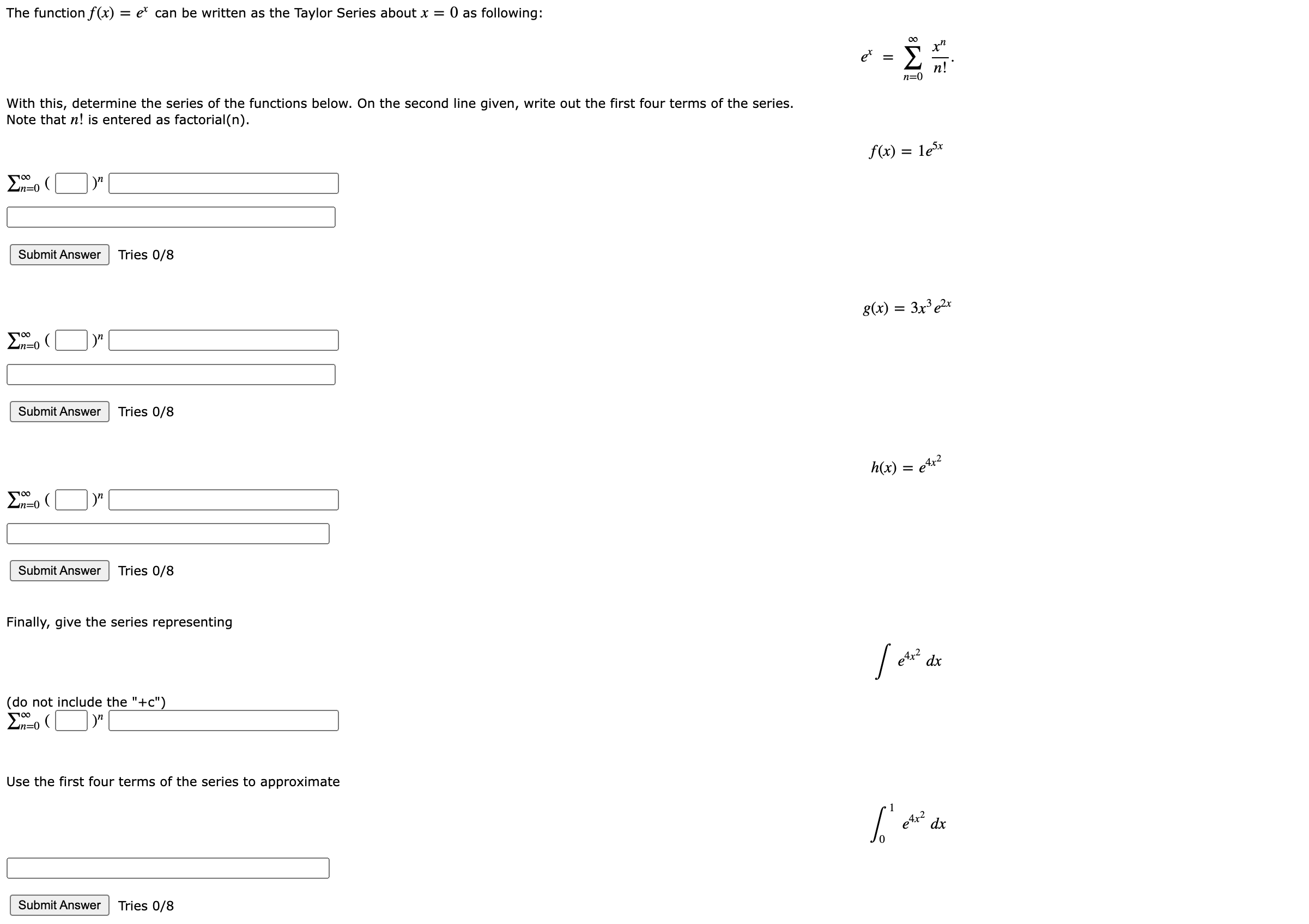 Solved The function f(x)=ex can be written as the Taylor | Chegg.com