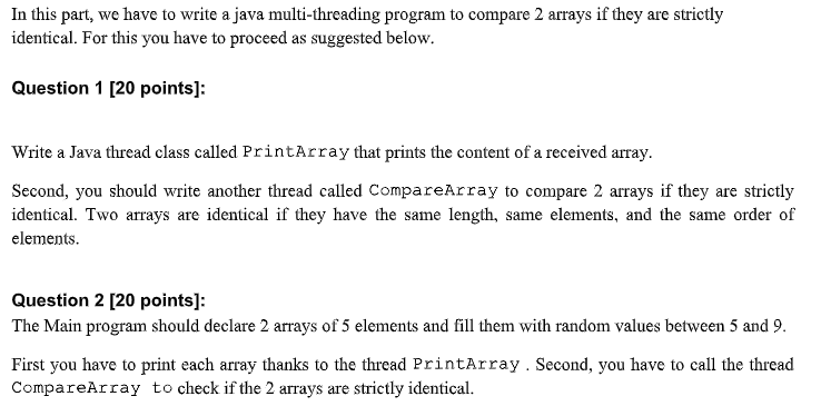 Solved In this part, we have to write a java multi-threading | Chegg.com