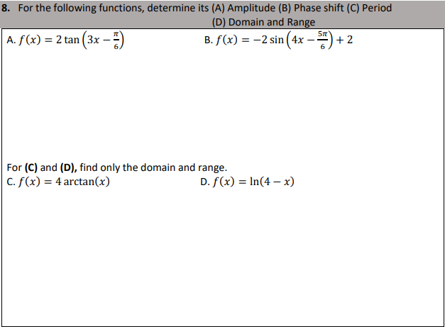 Solved For the following functions, determine its (A) | Chegg.com