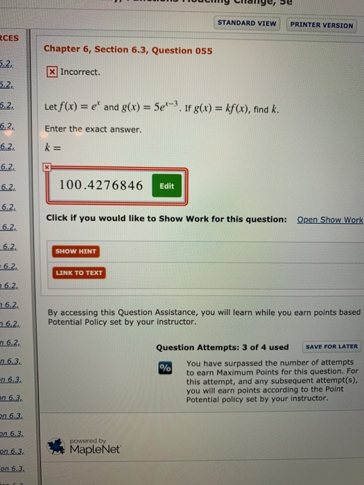 Solved STANDARD VIEW PRINTER VERSION CES Chapter 6, Section | Chegg.com