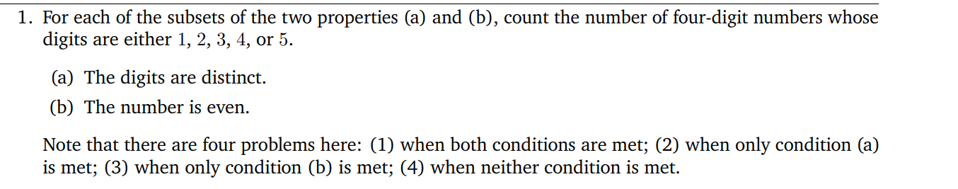 Solved For each of the subsets of the two properties (a) | Chegg.com