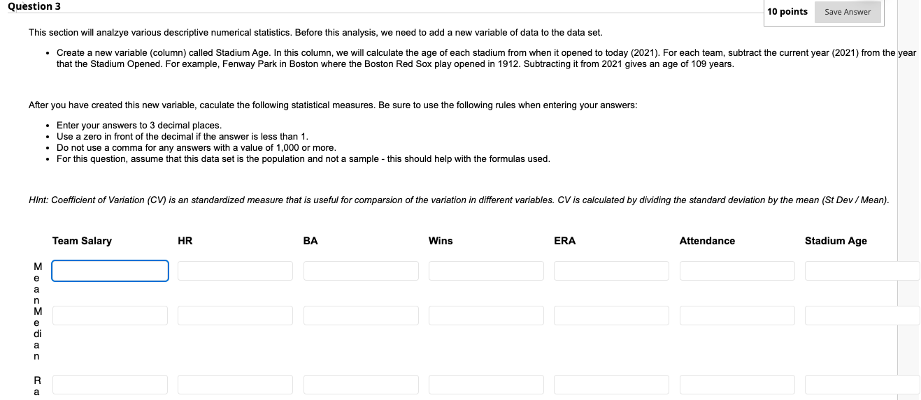 Solved This section will analzye various descriptive | Chegg.com