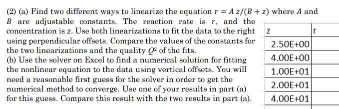 Solved (2) (a) Find two different ways to linearize the | Chegg.com