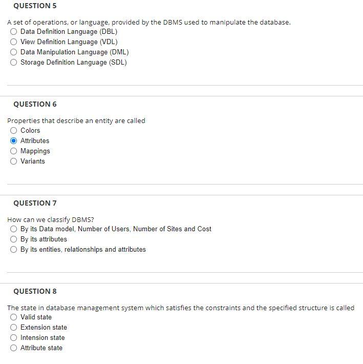 Solved A set of operations, or language, provided by the | Chegg.com
