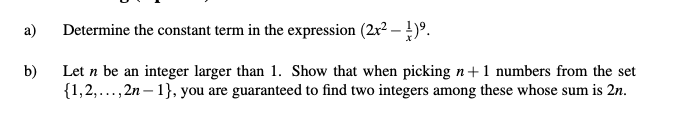 Solved a) Determine the constant term in the expression (2x2 | Chegg.com