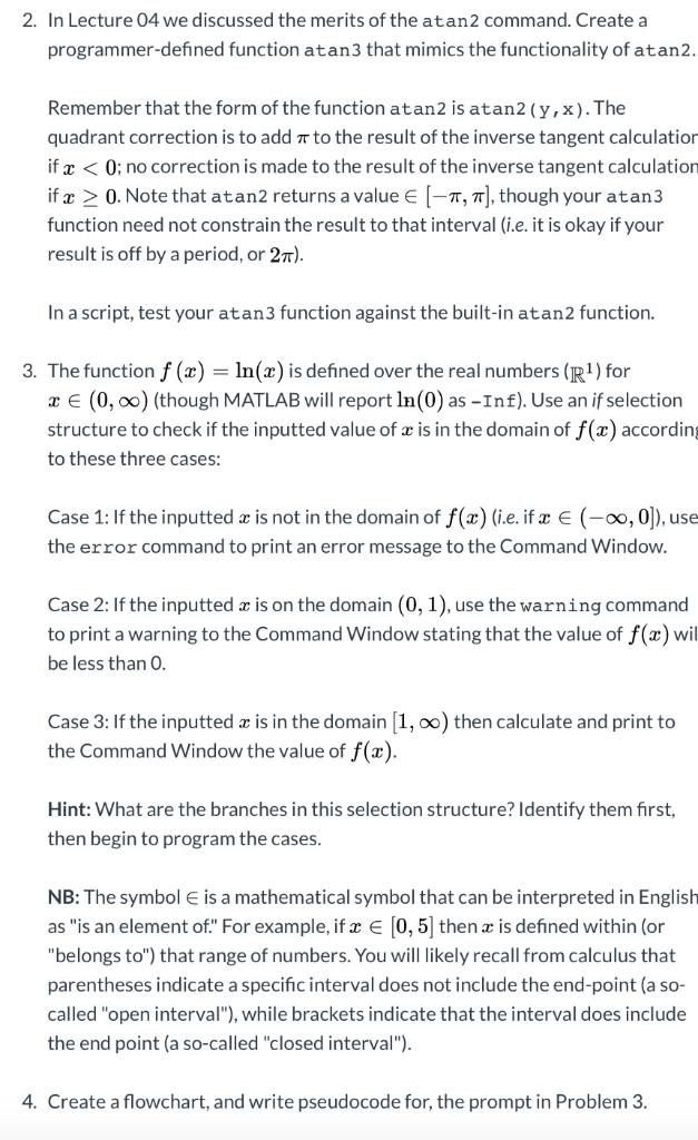 2. In Lecture 04 we discussed the merits of the atan2 | Chegg.com