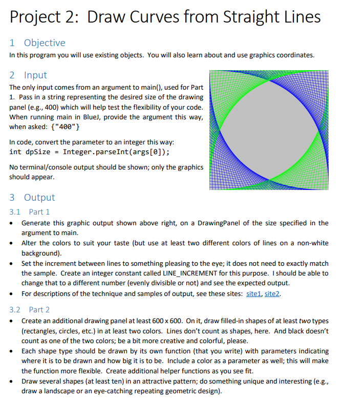 Solved Project 2: Draw Curves from Straight Lines 1 | Chegg.com