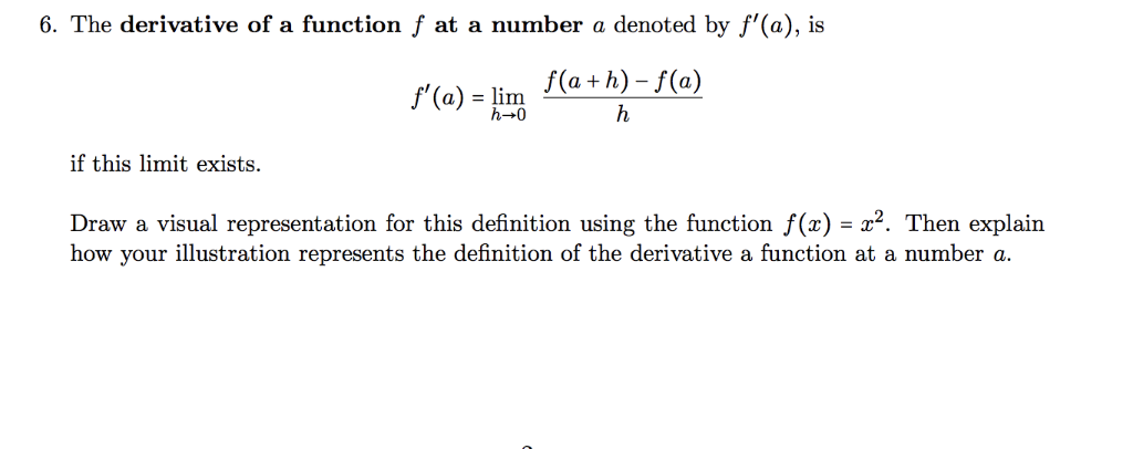 Solved 6. The derivative of a function f at a number a | Chegg.com