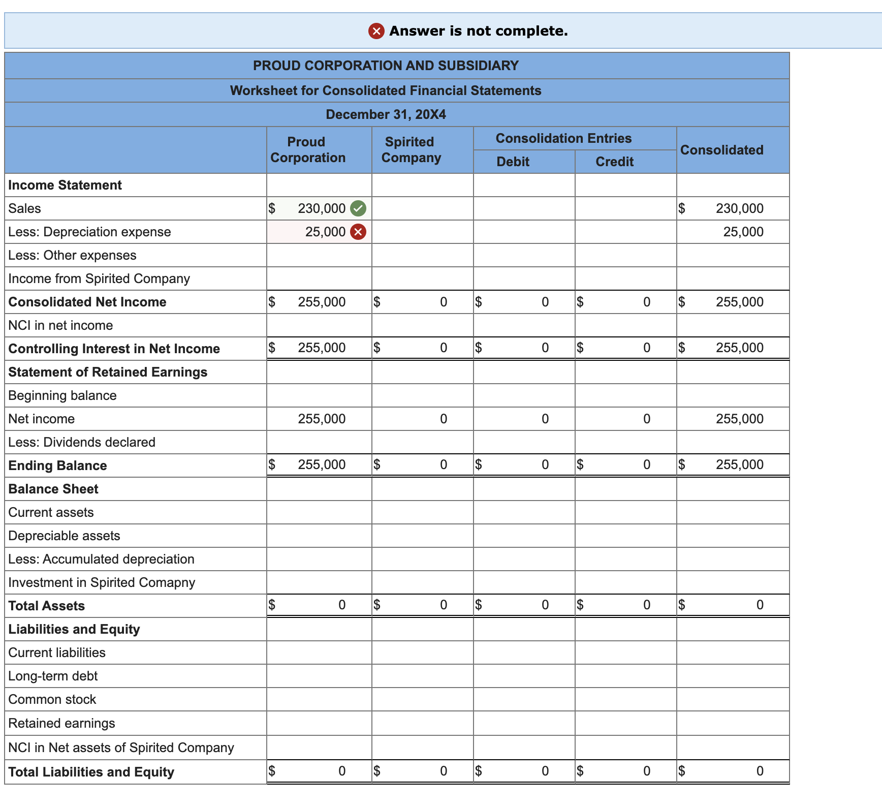 Solved Exercise 5-14 (Static) Consolidation Worksheet for | Chegg.com