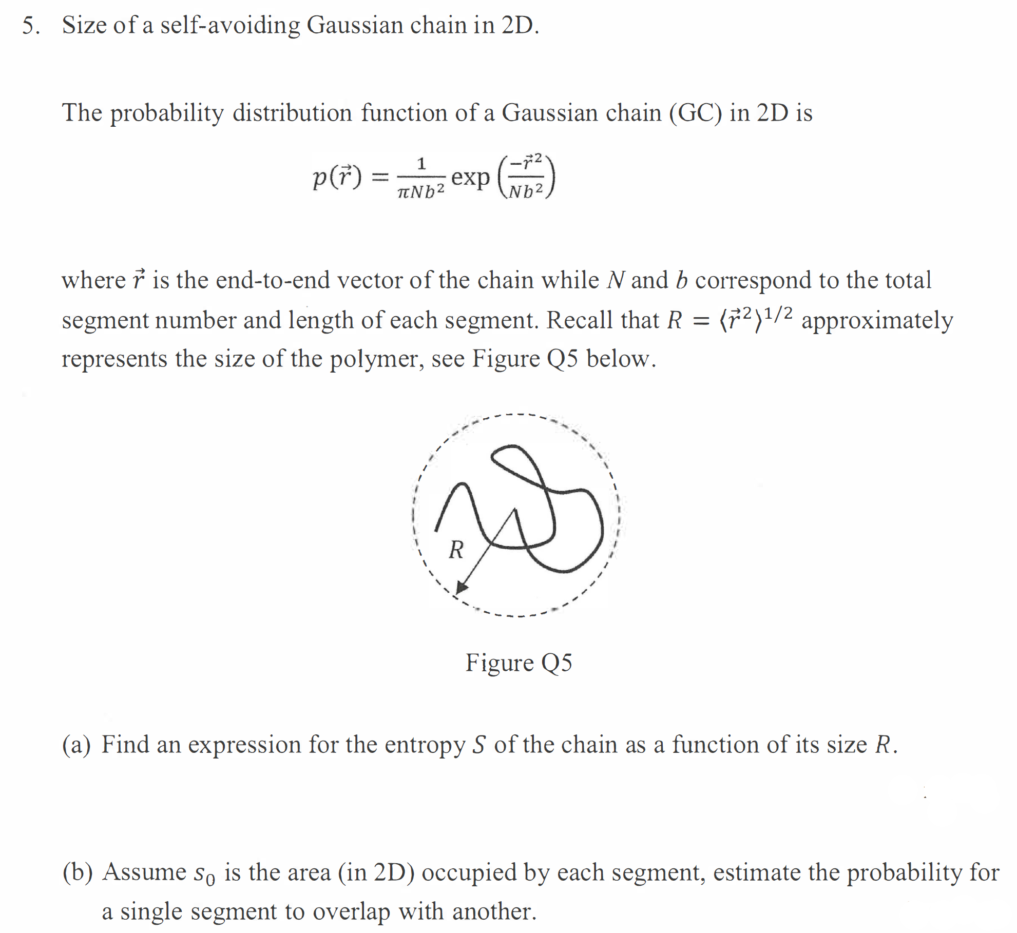 Solved 5. Size of a self-avoiding Gaussian chain in 2D. The | Chegg.com