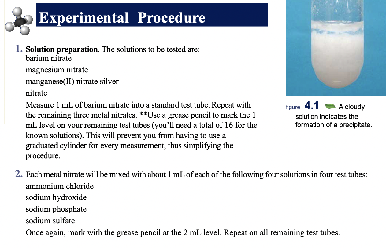 Solved 1. Solution preparation. The solutions to be tested | Chegg.com