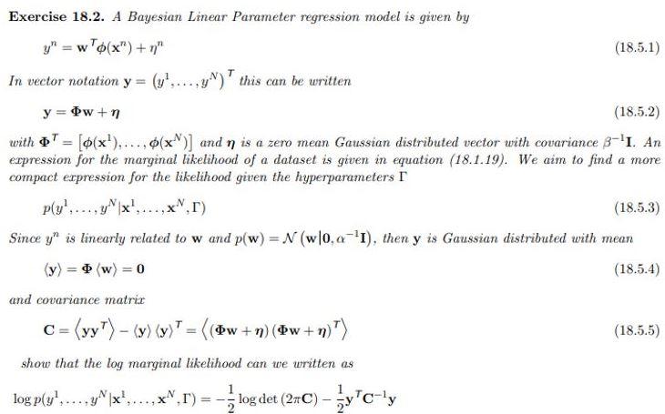 Solved Exercise 18.2. A Bayesian Linear Parameter regression | Chegg.com